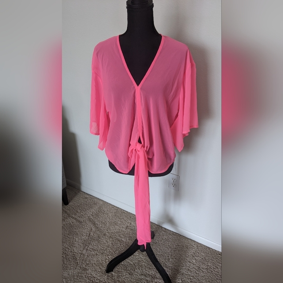Turquoise Haven | Tops | Turquoise Haven Sheer Neon Pink Top Size ...
